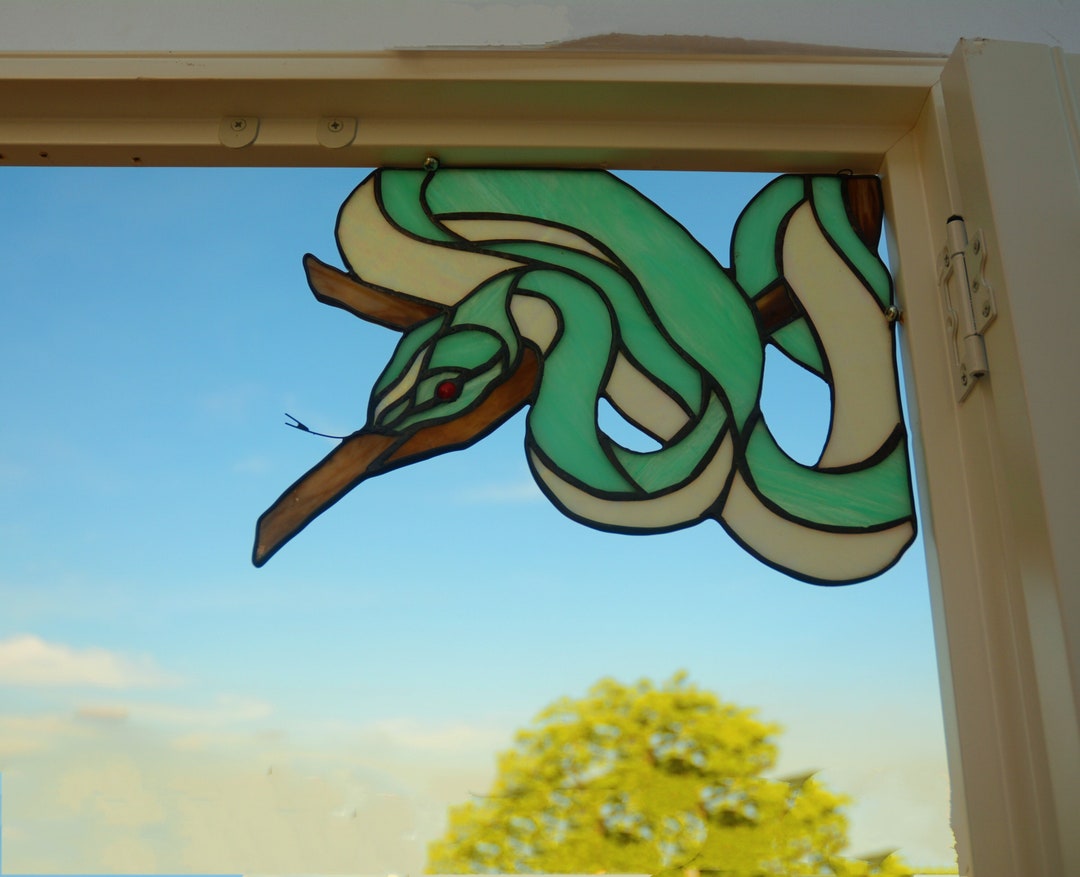 Stained Glass Snake Window Corner Decor Reptile Lovers' Gift Suncatcher ...