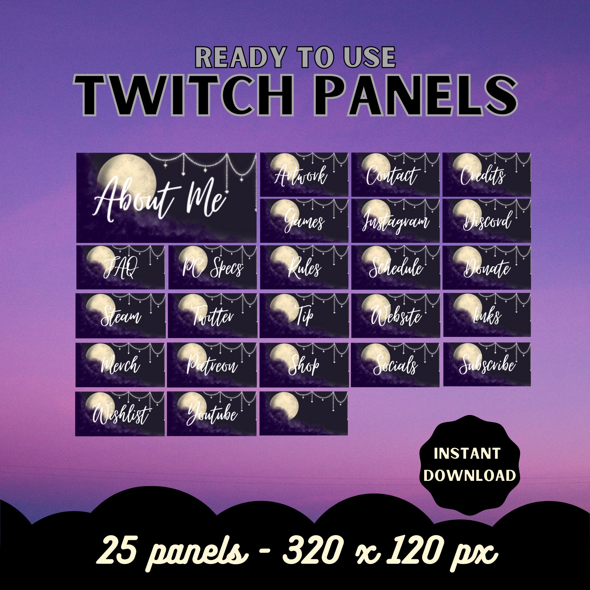 Animated Celestial/witchy Stream Overlay Package Twitch - Etsy