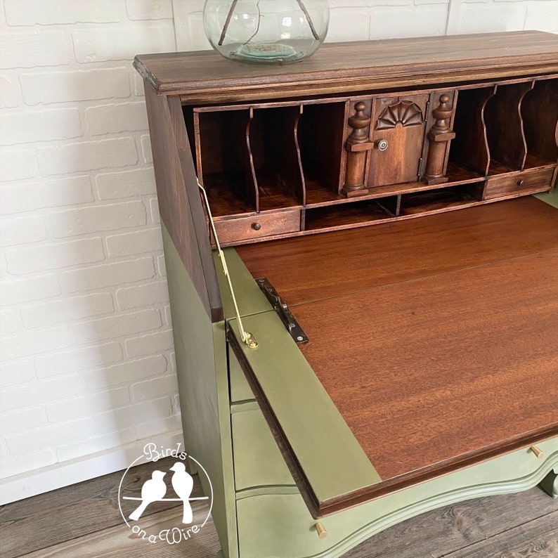 Sold***vintage Drop Front Secretary Desk/ Vintage Desk / Secretary Desk ...