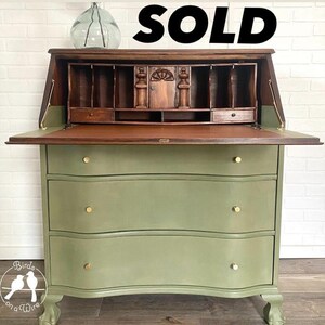 Sold***vintage Drop Front Secretary Desk/ Vintage Desk / Secretary Desk ...