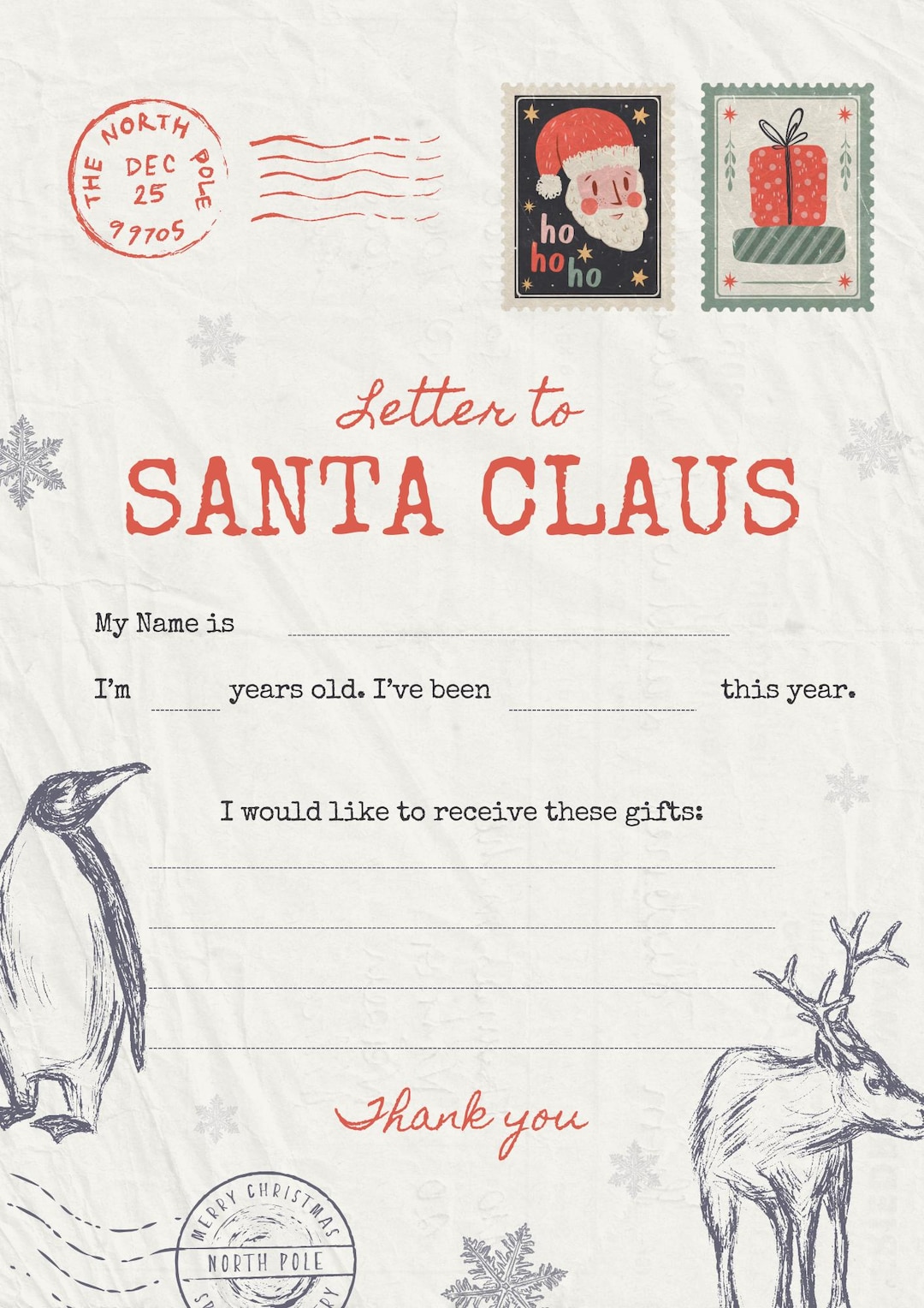 Vintage Christmas Letter to Santa, Letter to Santa, Kids Letter to ...
