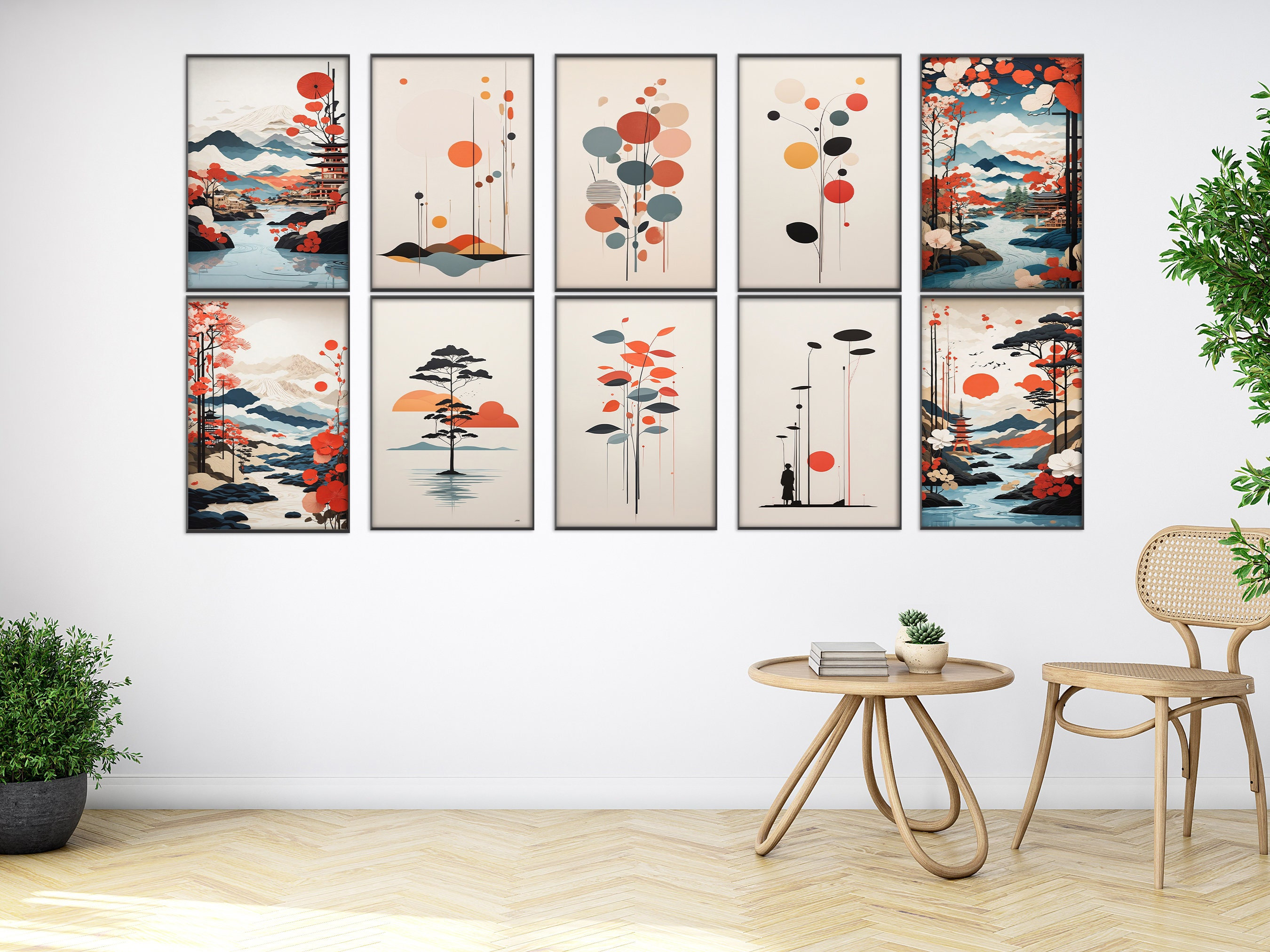Japandi Wall Art Set of 10 Prints, Japandi Wall Art Printable, Japandi ...