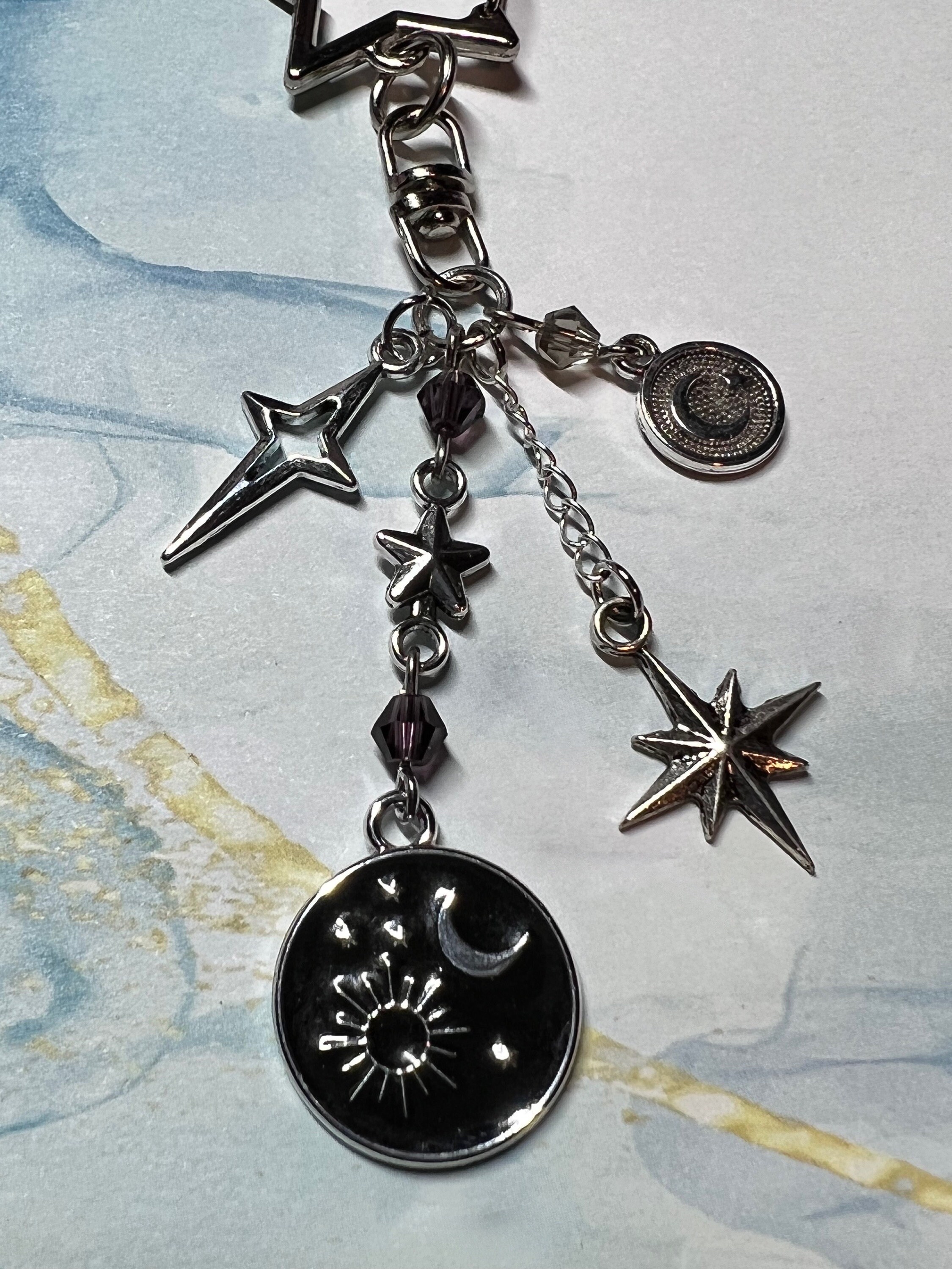 Sun Moon and Stars Keychain - Etsy