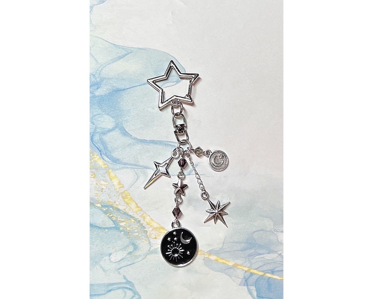 Sun Moon and Stars Keychain - Etsy