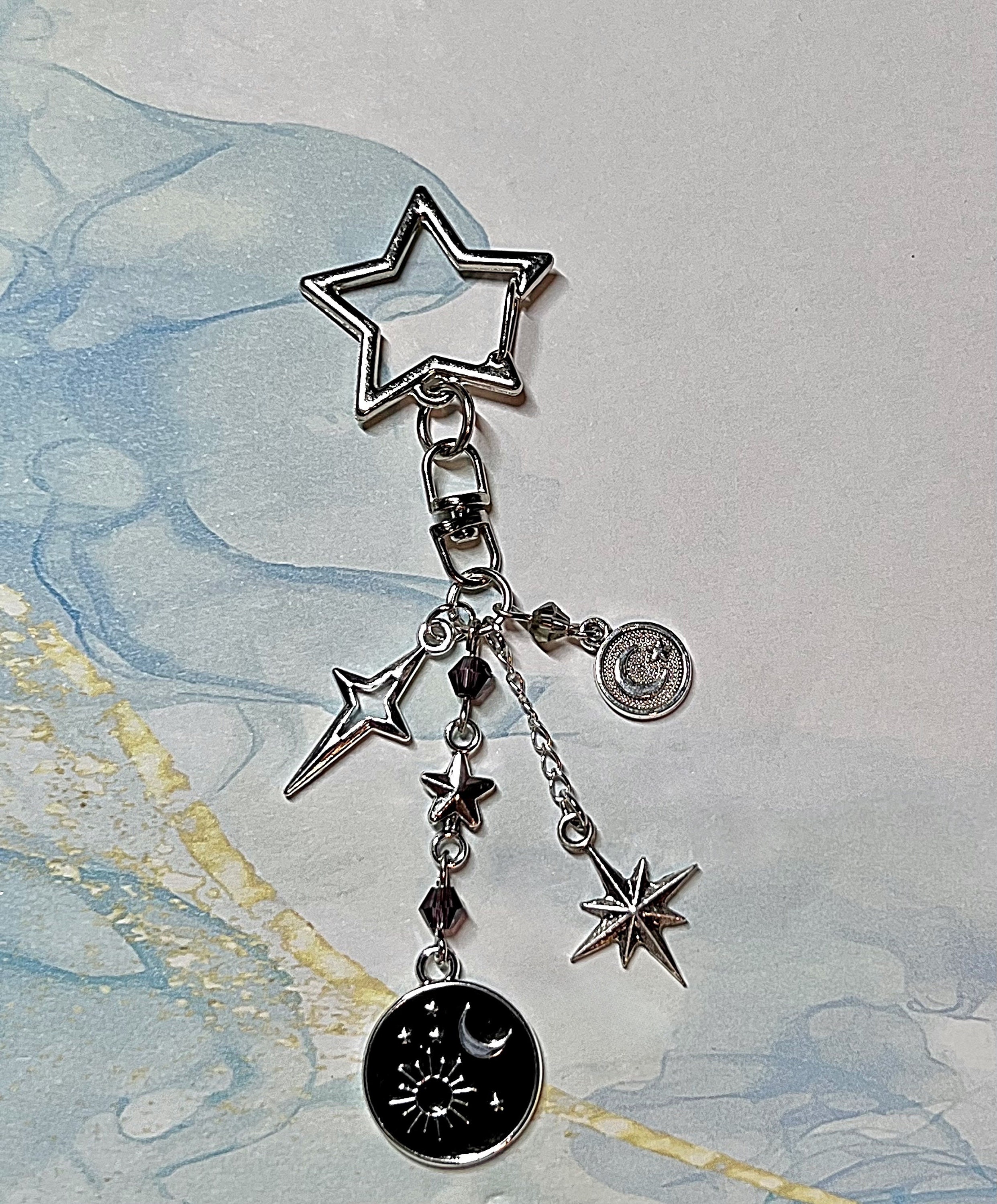 Sun Moon and Stars Keychain - Etsy