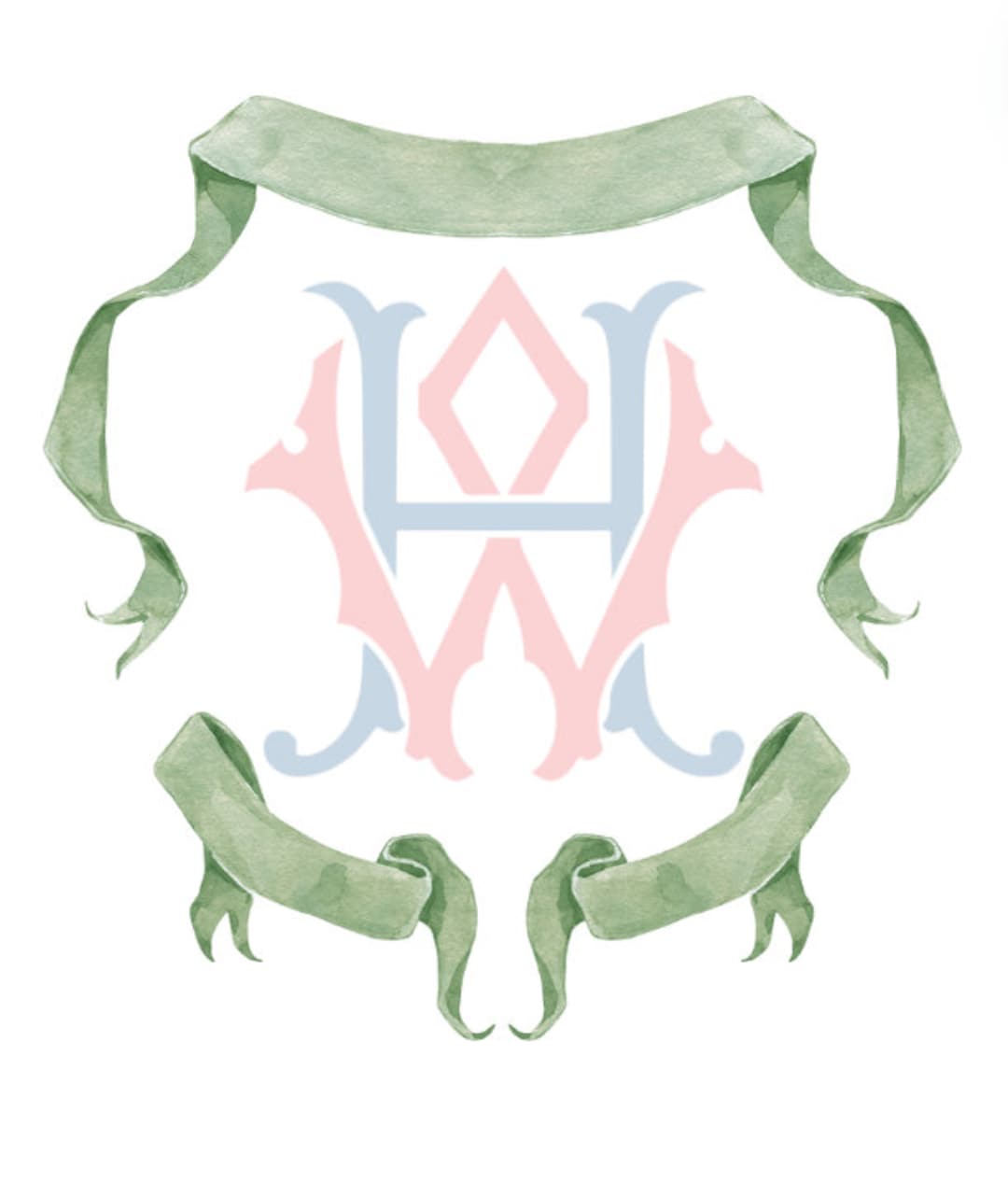 Two Color Initials Custom Wedding Crest, Wedding Monogram, Event ...