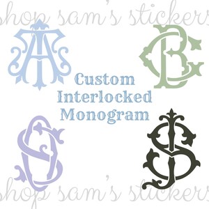 Custom Interlocked 2 Initial Monogram, Solid Wedding Monogram, Custom ...
