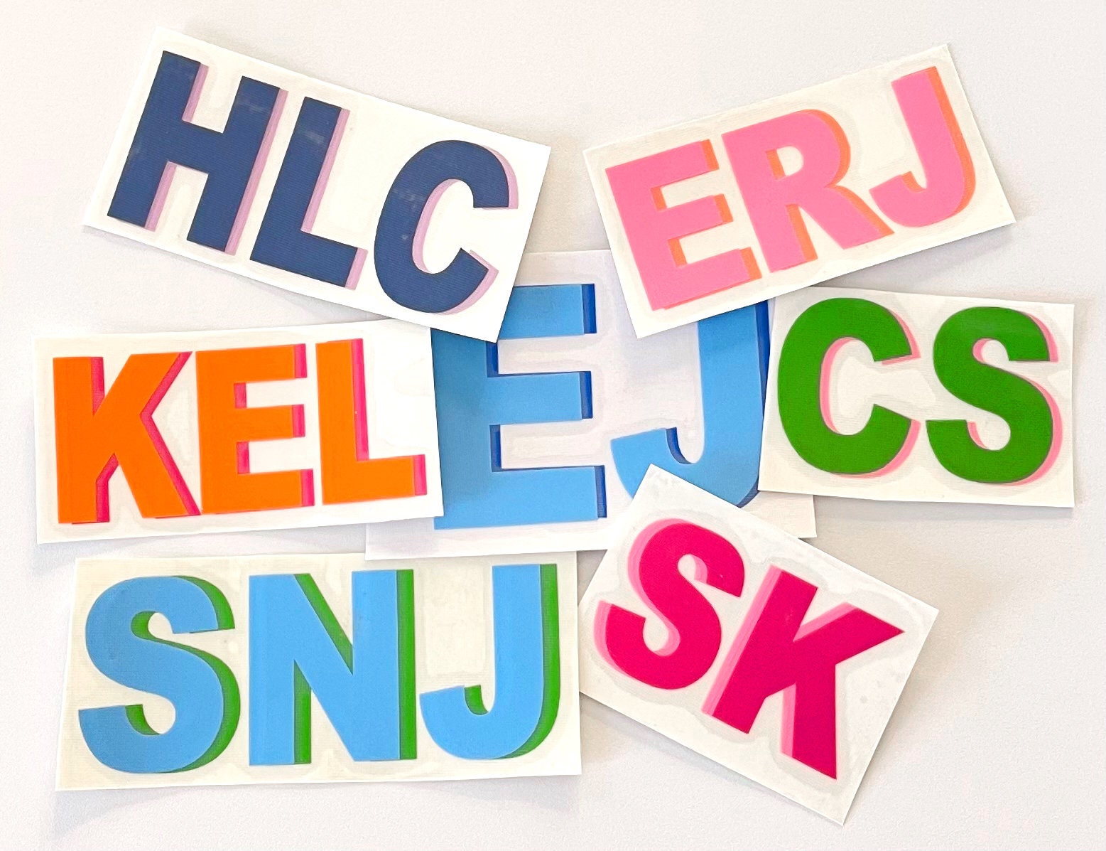 Shadow Block Monogram Decal Shadow Initials Sticker Double - Etsy