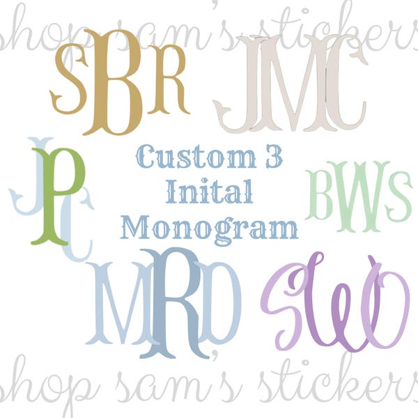3 Letter Monogram - Etsy