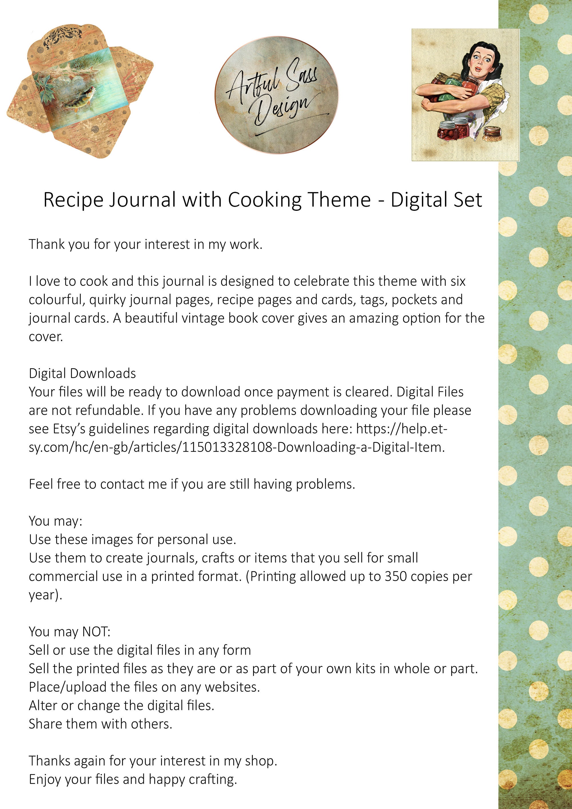 Recipe Journal Digital Kit With Cooking Theme - Etsy