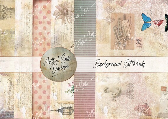 Pink Background Collage Papers Digital Kit - Etsy