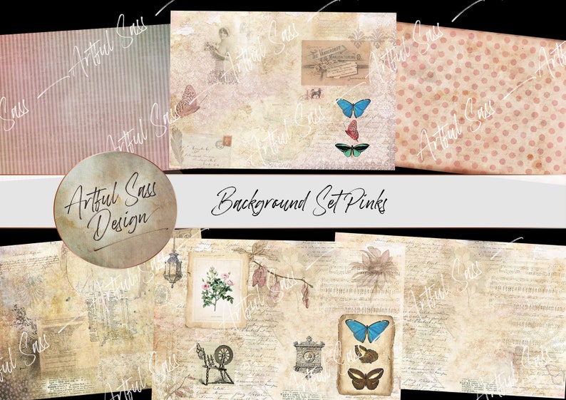 Pink Background Collage Papers Digital Kit - Etsy