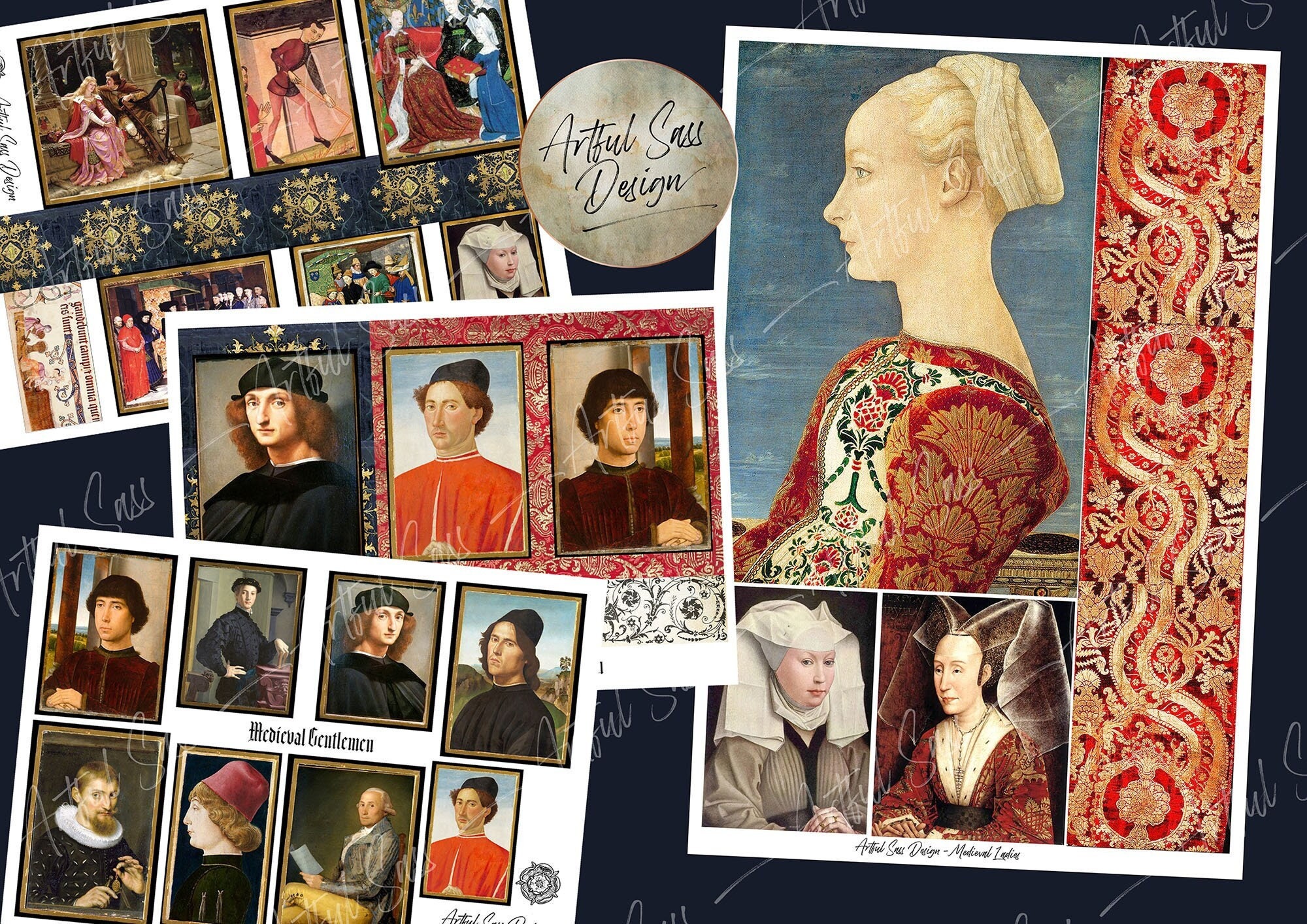 Medieval Romance Digital Kit Faces of the Middle Ages for Collage ...