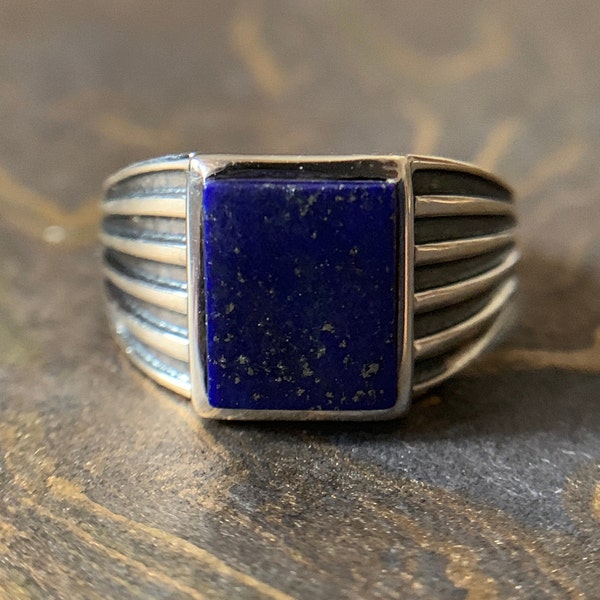 Mens Lapis Ring - Etsy
