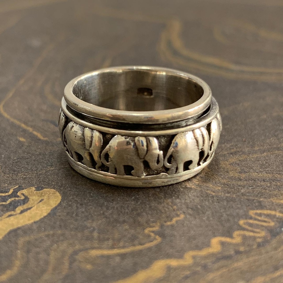 Elephant Spinner Ring-925 Sterling Silver-fidget Ring-anxiety Ring ...