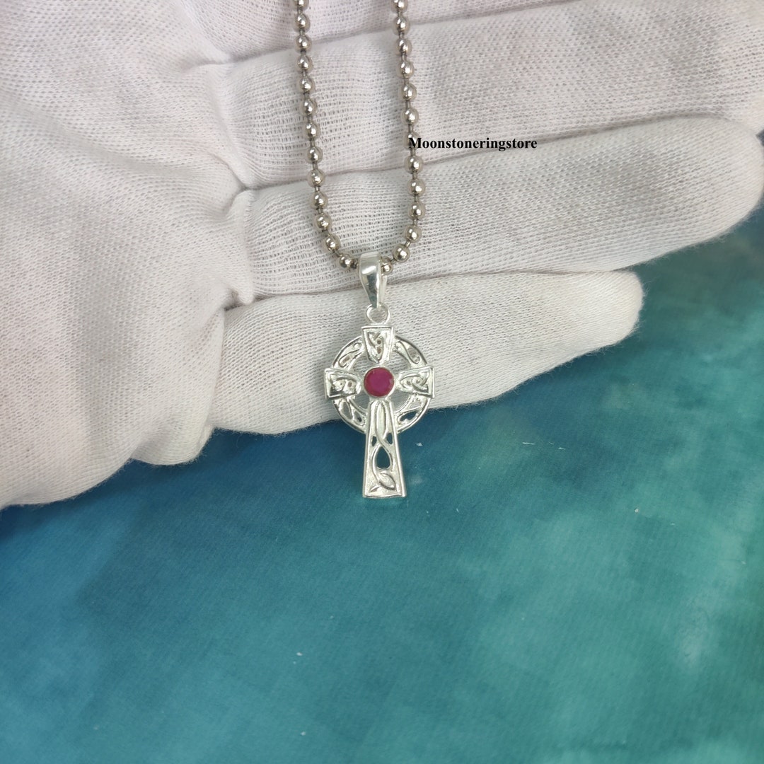 Attractive Red Ruby Holy Cross Pendant Necklace 925 Sterling - Etsy