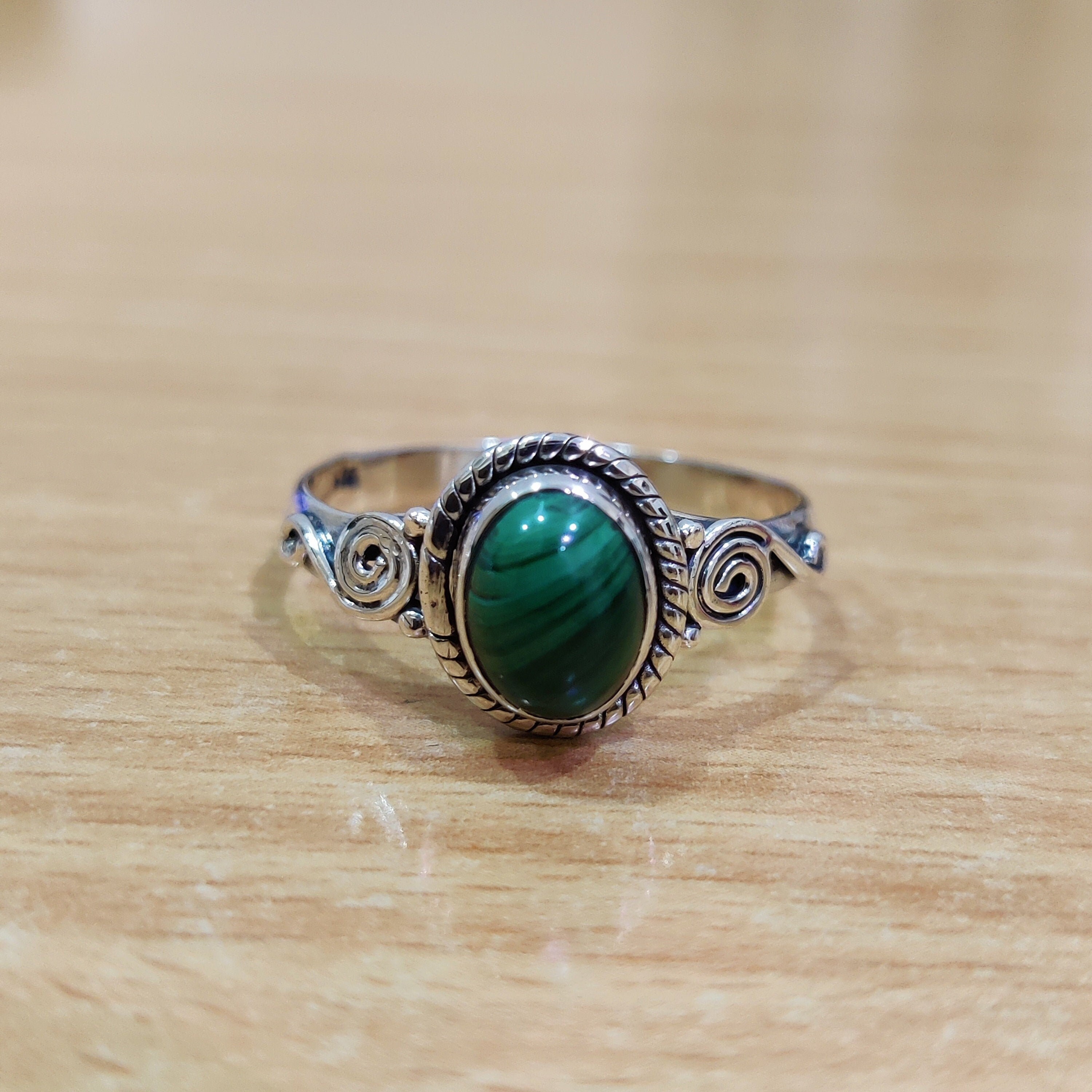 Malachite Ring 925 Sterling Silver Ring Natural Gemstone | Etsy