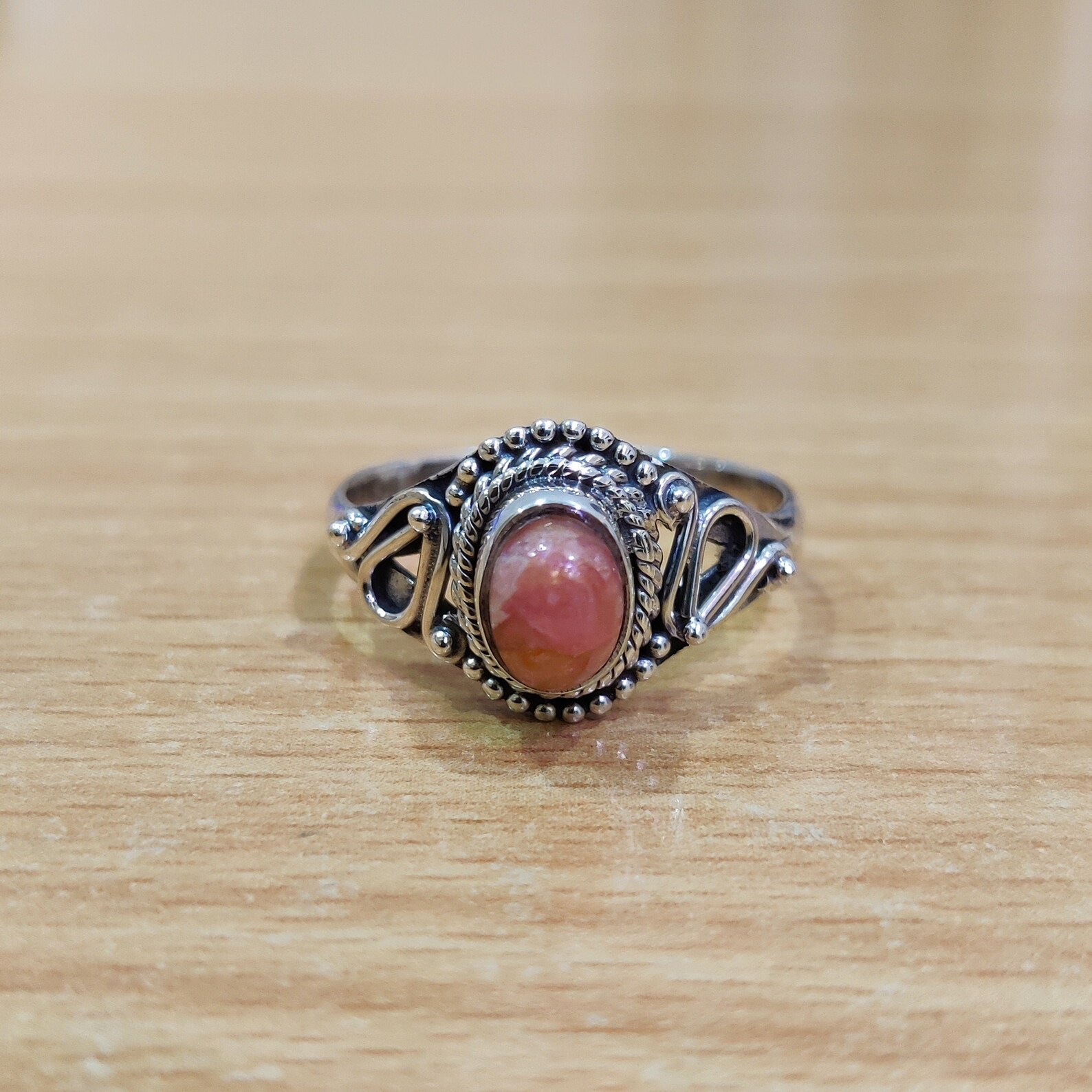 Rhodochrosite Ring Natural Gemstone Ring Handmade Ring 925 | Etsy