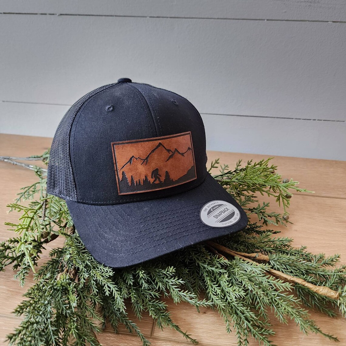 Bigfoot in Forrest Build Your Own Leather Patch Hat - Etsy