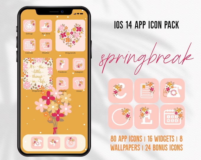 Ios14 Watercolor Floral App Icons Spring App Icon Bundle iPhone Boho ...