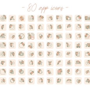 Wildflower Ios14 Handdrawn App Icons Floral Theme Pack Aesthetic Green ...
