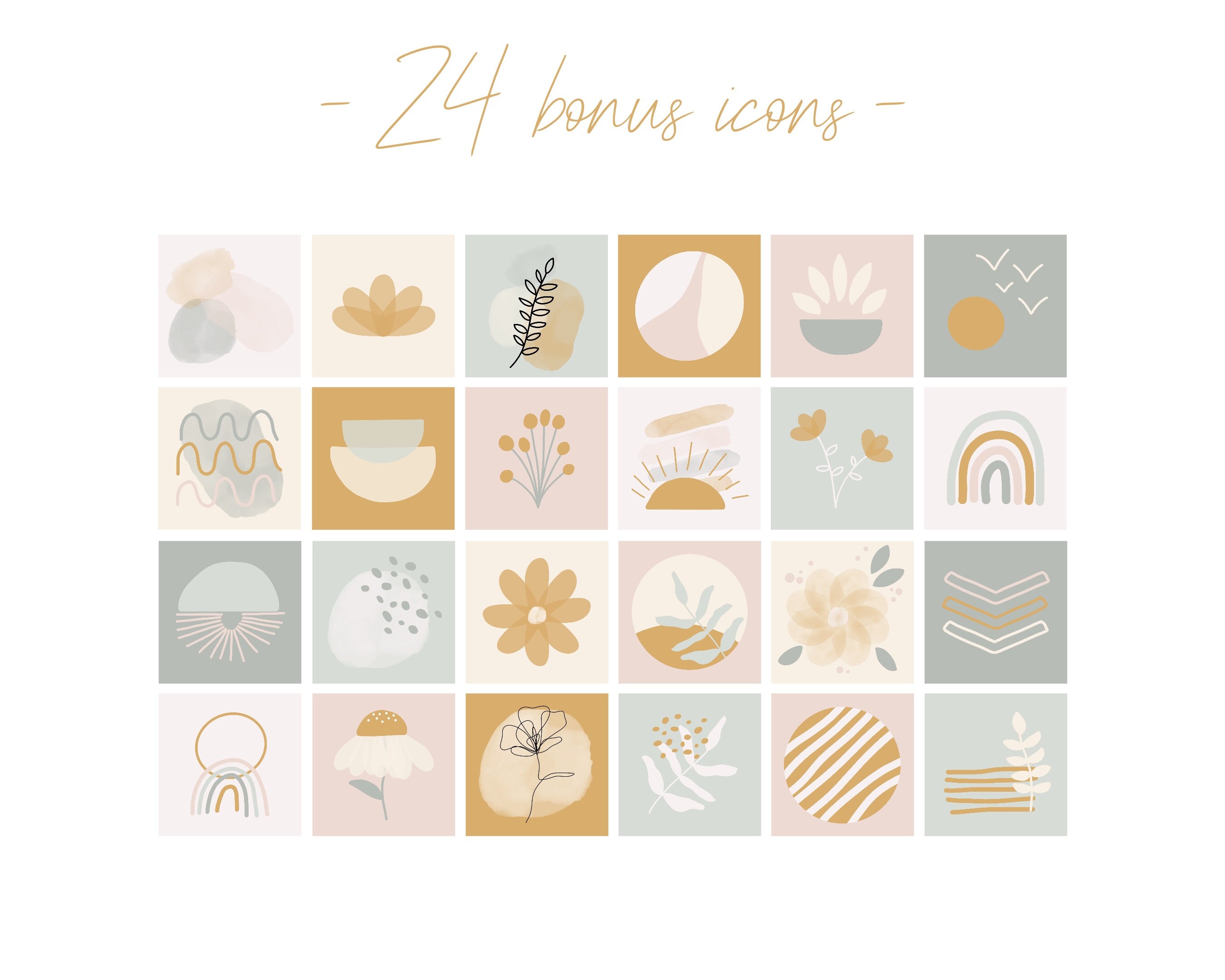 Spring Boho Ios14 Handdrawn App Icons Boho Theme Pack Aesthetic Pink ...