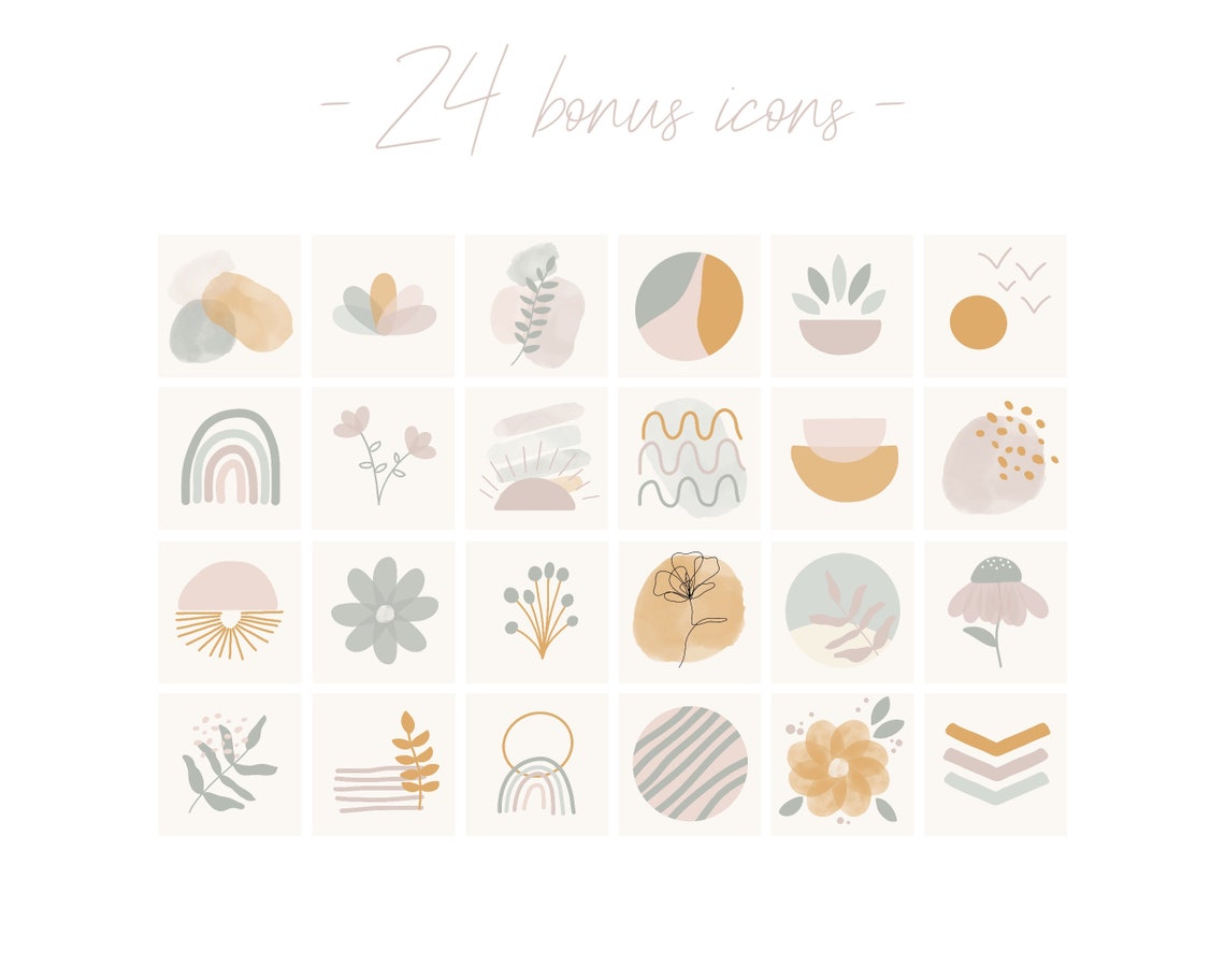 Boho iOS14 Handdrawn App Icons Happy Boho Theme Pack Aesthetic | Etsy