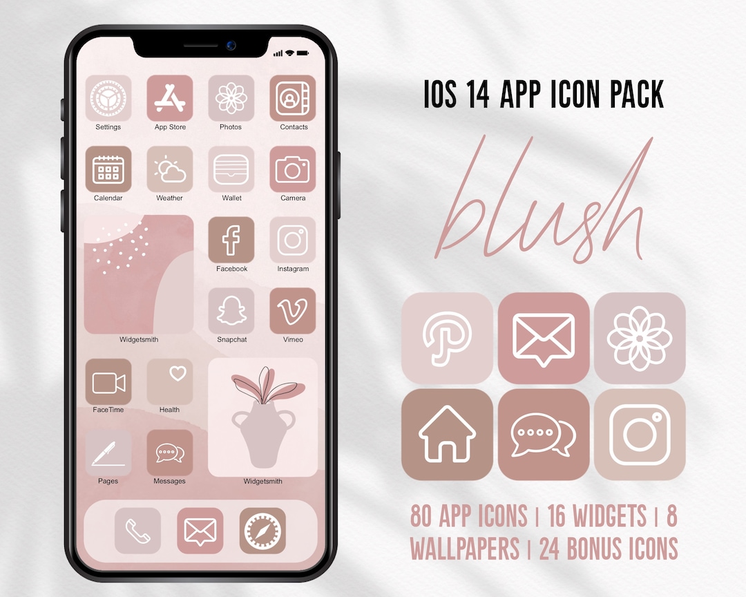 Aesthetic App Icons, Blush App Icons, Blush App Elements, iPhone Icons ...