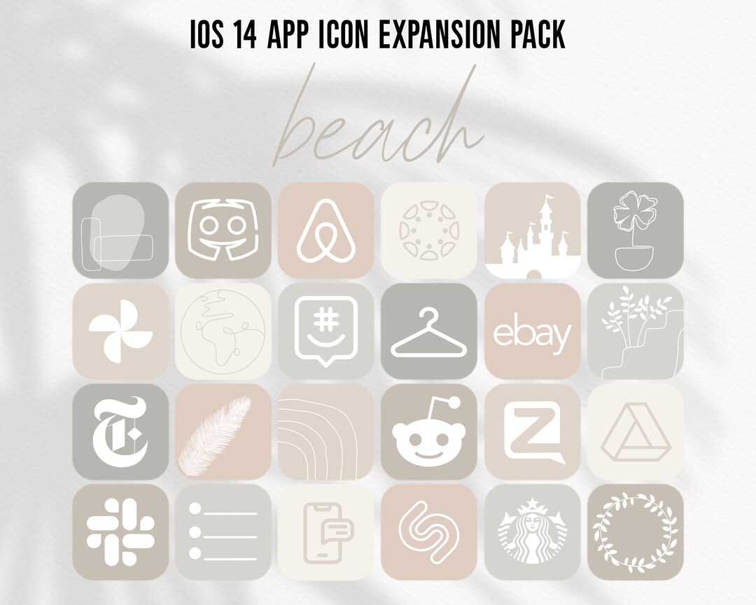 Beach Ios Expansion App Icons Theme Pack Aesthetic Green Beige Brown ...