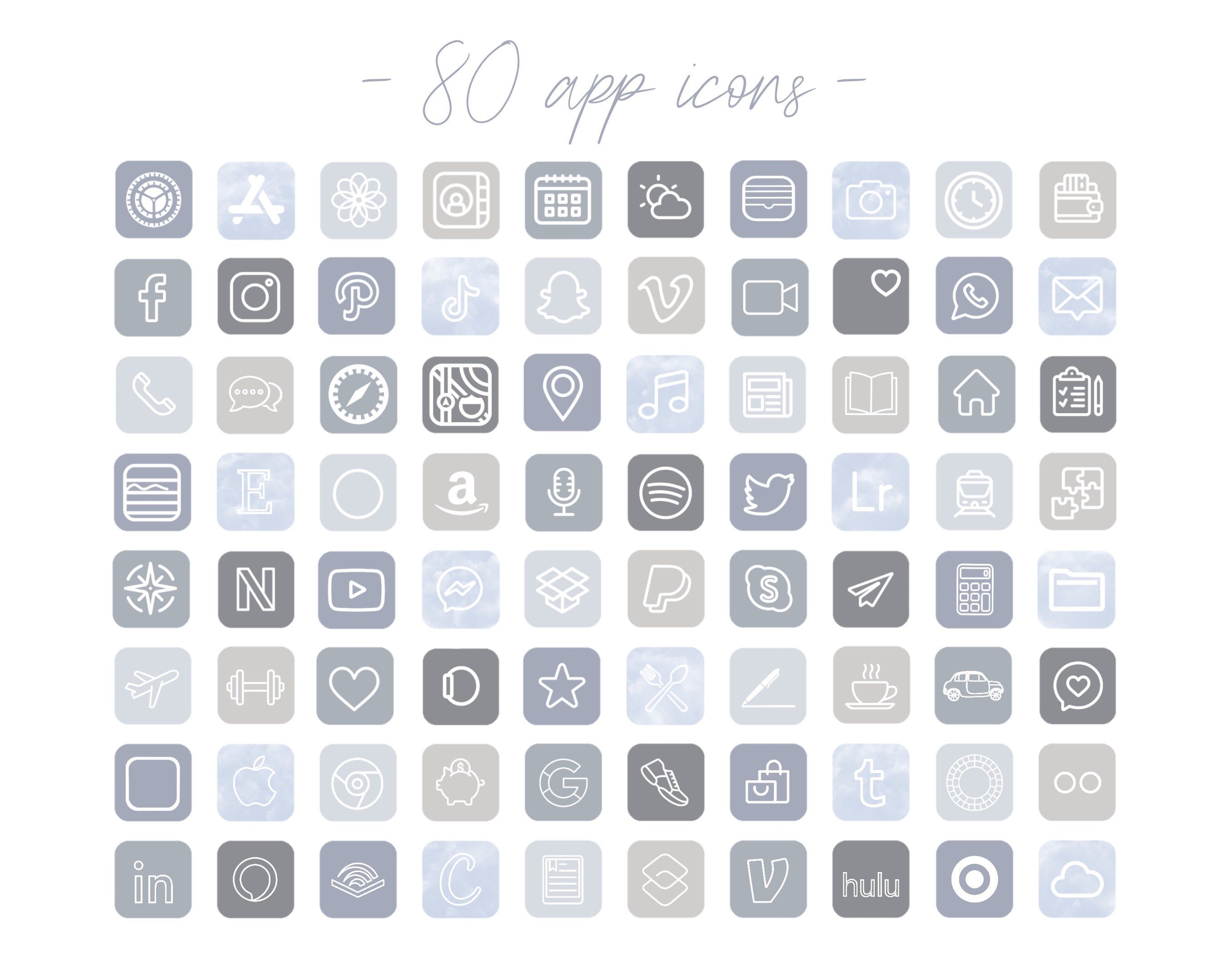Blue App Icons Aesthetic App Icons Windy App Elements - Etsy