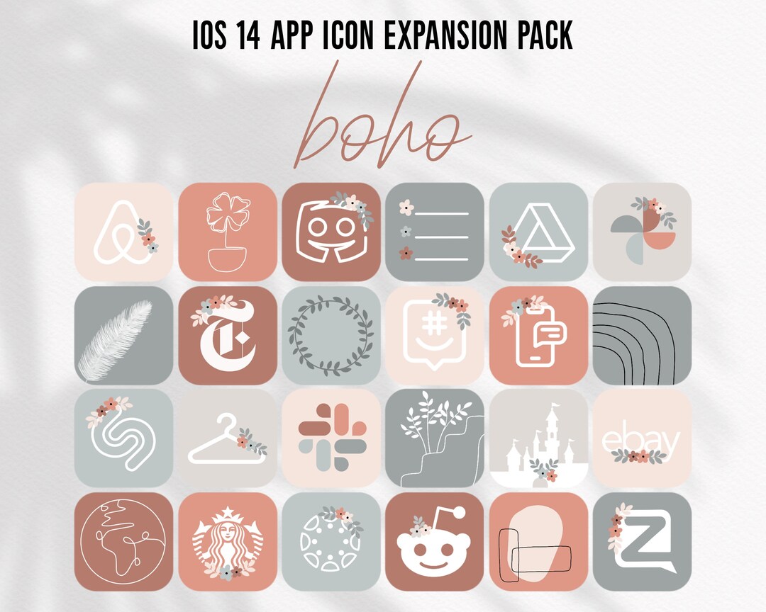 Boho App Icons Watercolor Hand Drawn Aesthetics Watercolour - Etsy