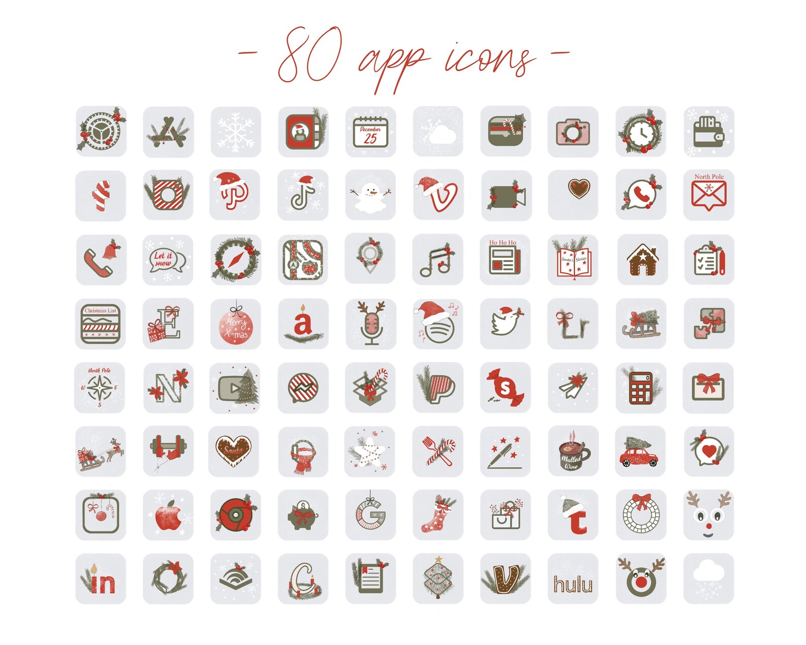 Christmas Ios App Icons Winter App Icons Iphone Christmas - Etsy