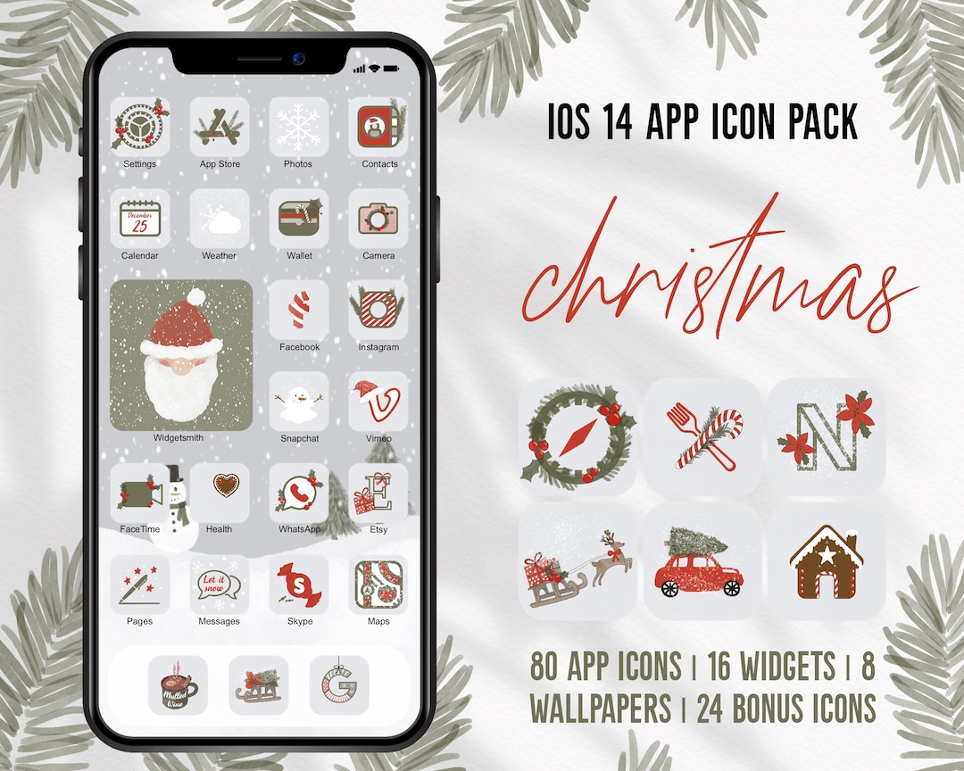 Christmas Ios App Icons Winter App Icons iPhone Christmas Ios14 ...