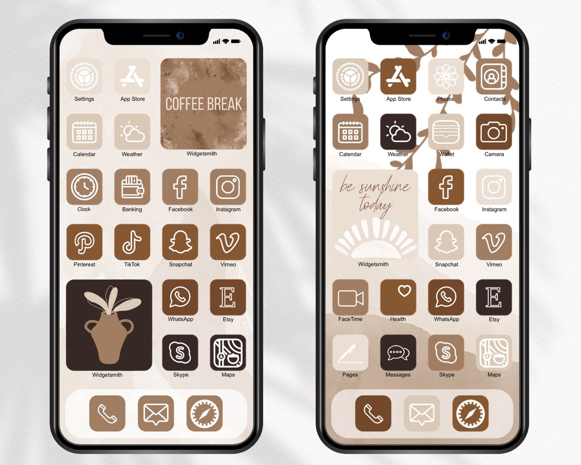 Brown App Icons Beige App Elements iOS14 App Icons Iphone Icon | Etsy