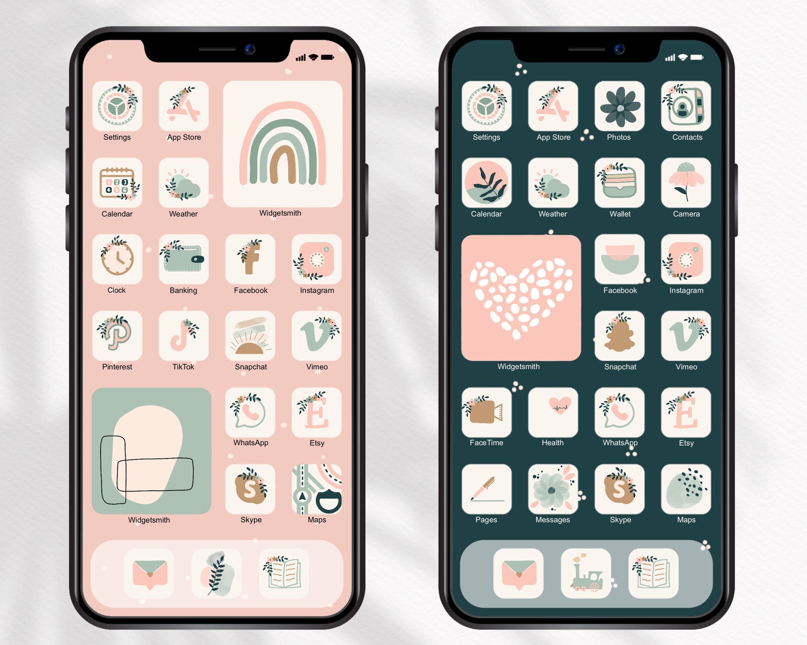 Boho Ios Handdrawn App Icons Boho Love Theme Pack Aesthetic Pink Blue ...