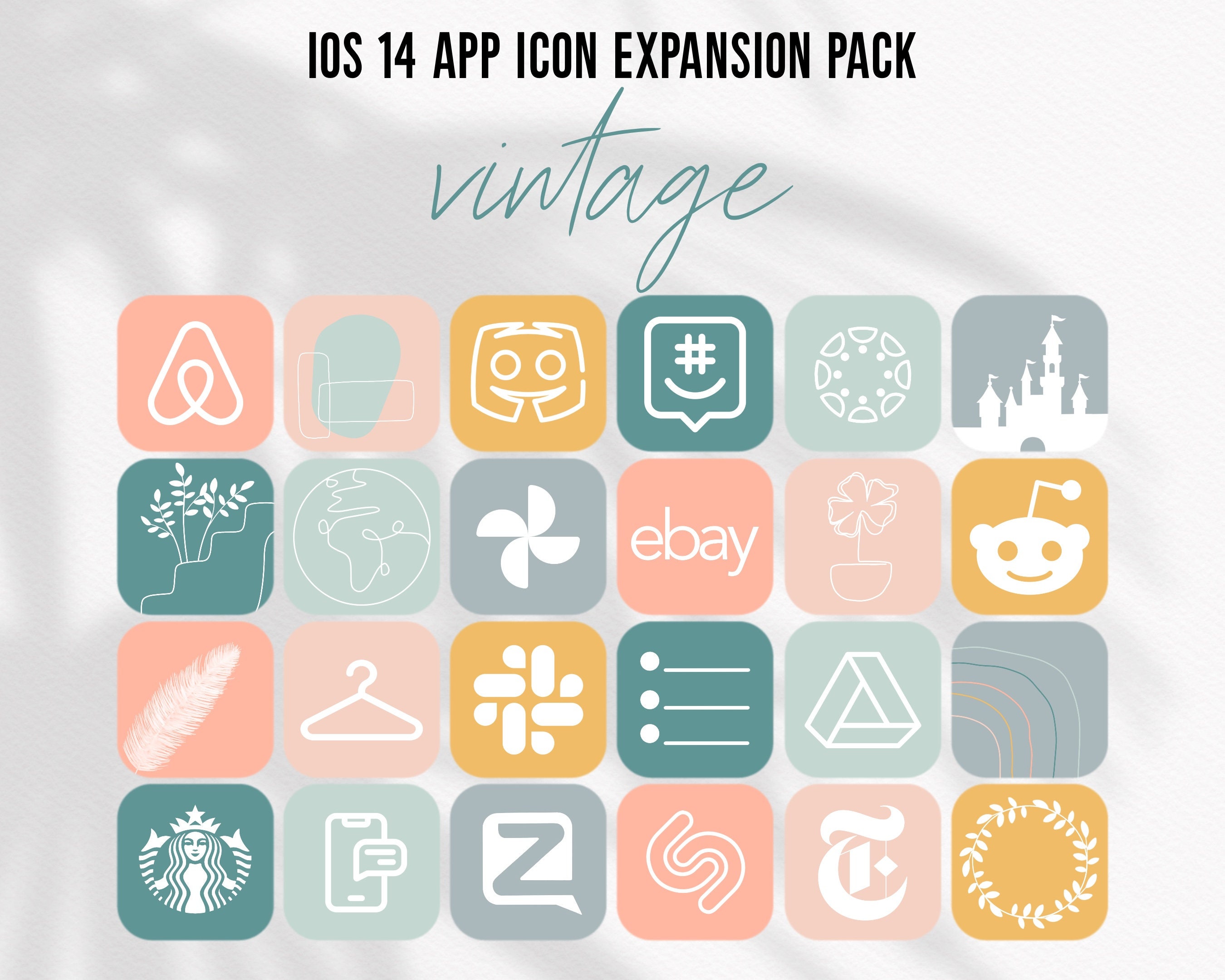 Vintage Ios Expansion App Icons Theme Pack Aesthetic Green Yellow Pink ...