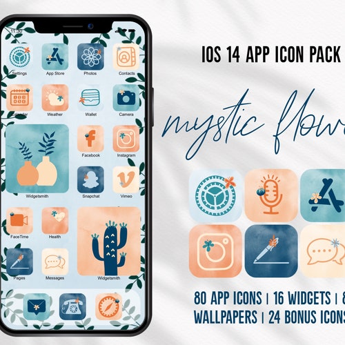 Boho IOS 14 App Icons Watercolor Bohemian Hand Drawn - Etsy