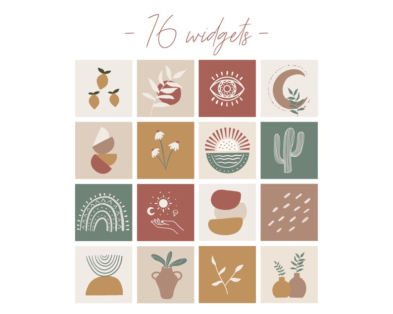 Boho App Icons Ios Handdrawn App Icons Boho Aesthetic Beige - Etsy