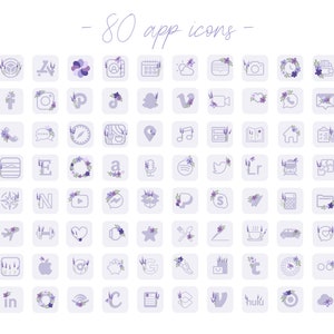 Lavender App Icons Aesthetic Ios App Elements iPhone Flowers App Icon ...