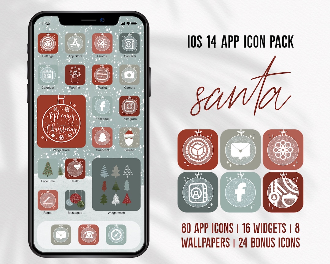 Christmas Ios App Icons Winter App Icons iPhone Christmas Ios14 ...