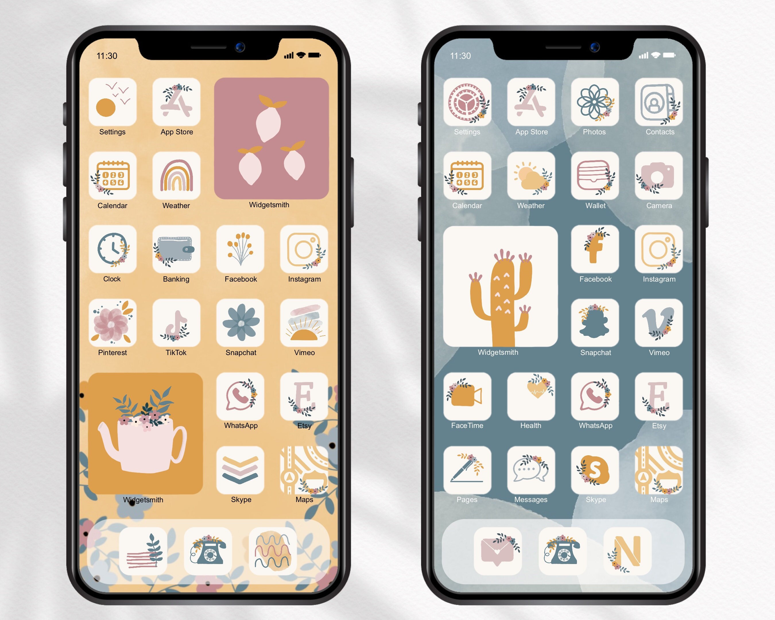 Boho Ios Handdrawn App Icons Boho Midnight Theme Pack Aesthetic Pink ...