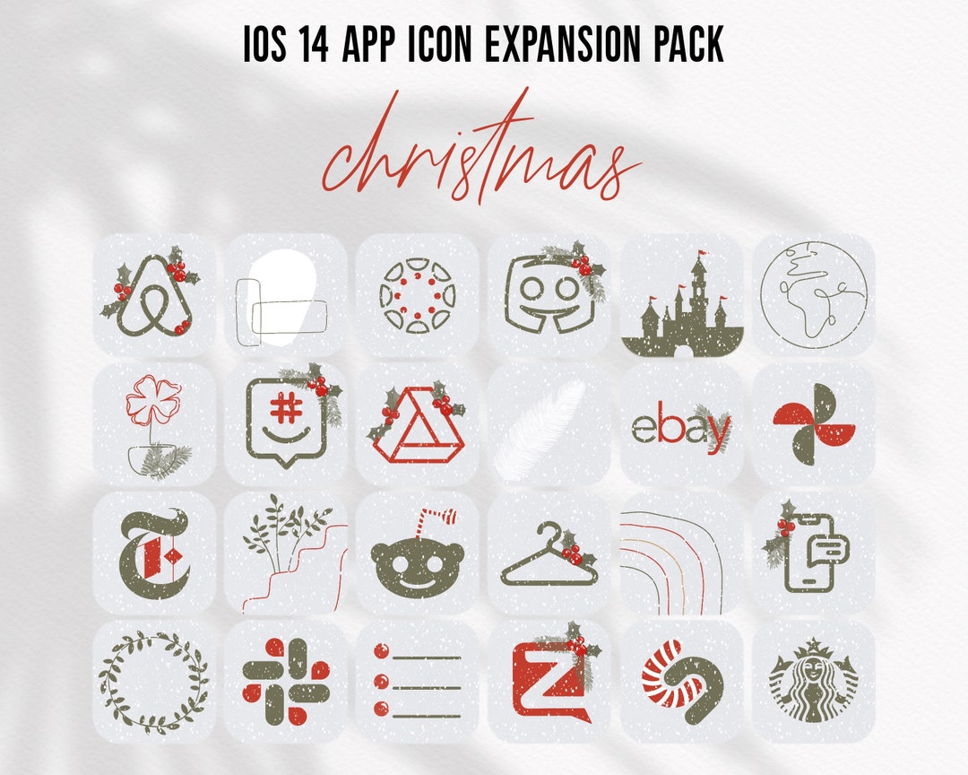 Christmas Ios Expansion App Icons Winter Theme Pack Aesthetic Green Red ...