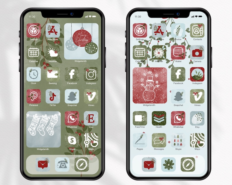 Christmas Ios14 App Icons Winter App Mistletoe Iphone - Etsy