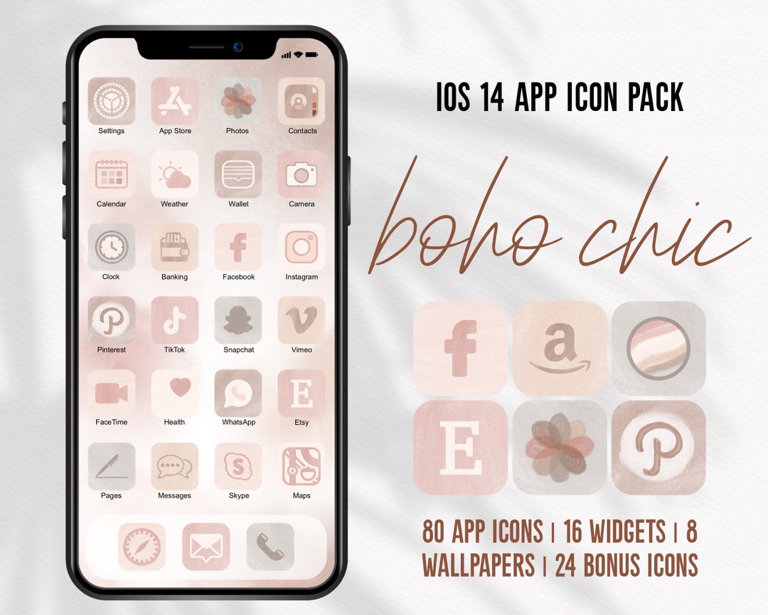 Boho App Icons Aesthetic Boho App Elements iPhone Icons Ios Boho App ...