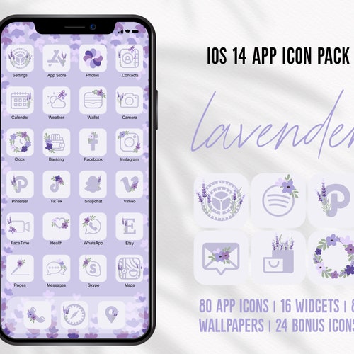 Lavender App Icons Aesthetic Ios App Elements Iphone Flowers - Etsy