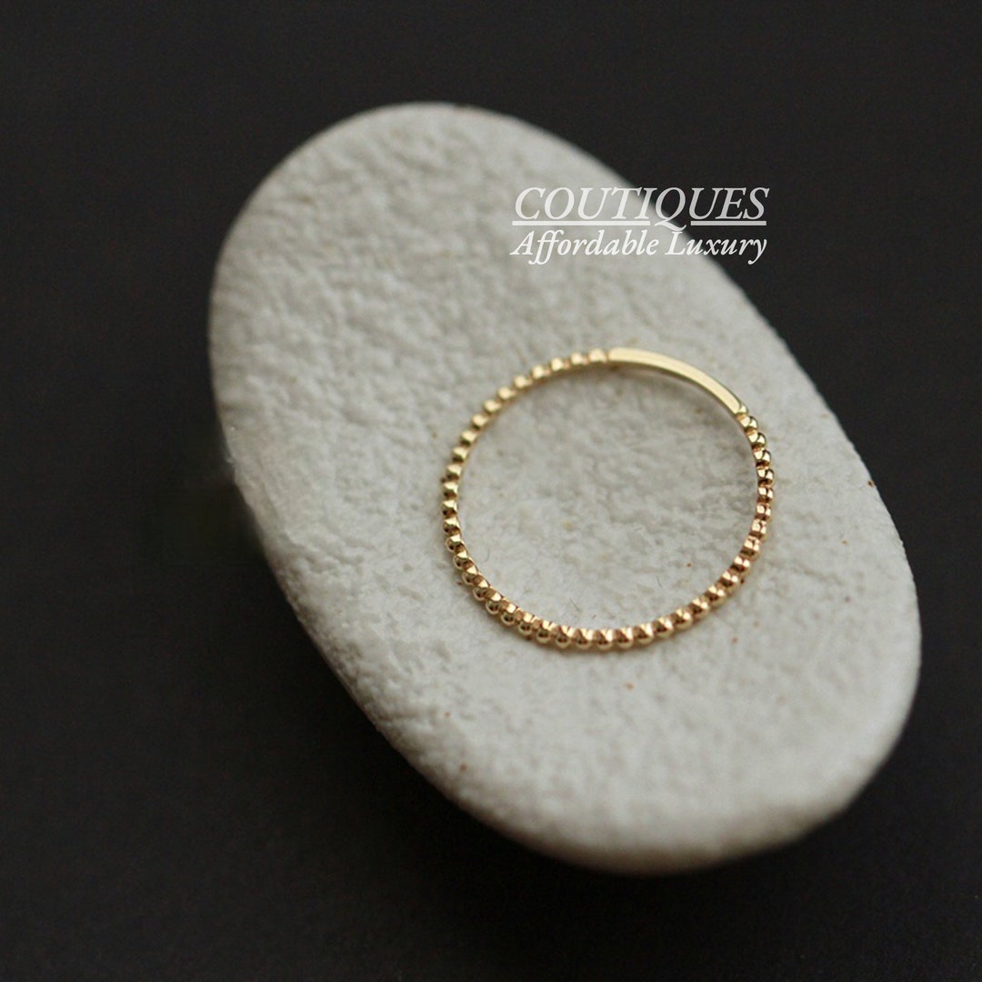 14K Solid Gold Dainty Stackable Ring 14K Real Gold Minimalist - Etsy