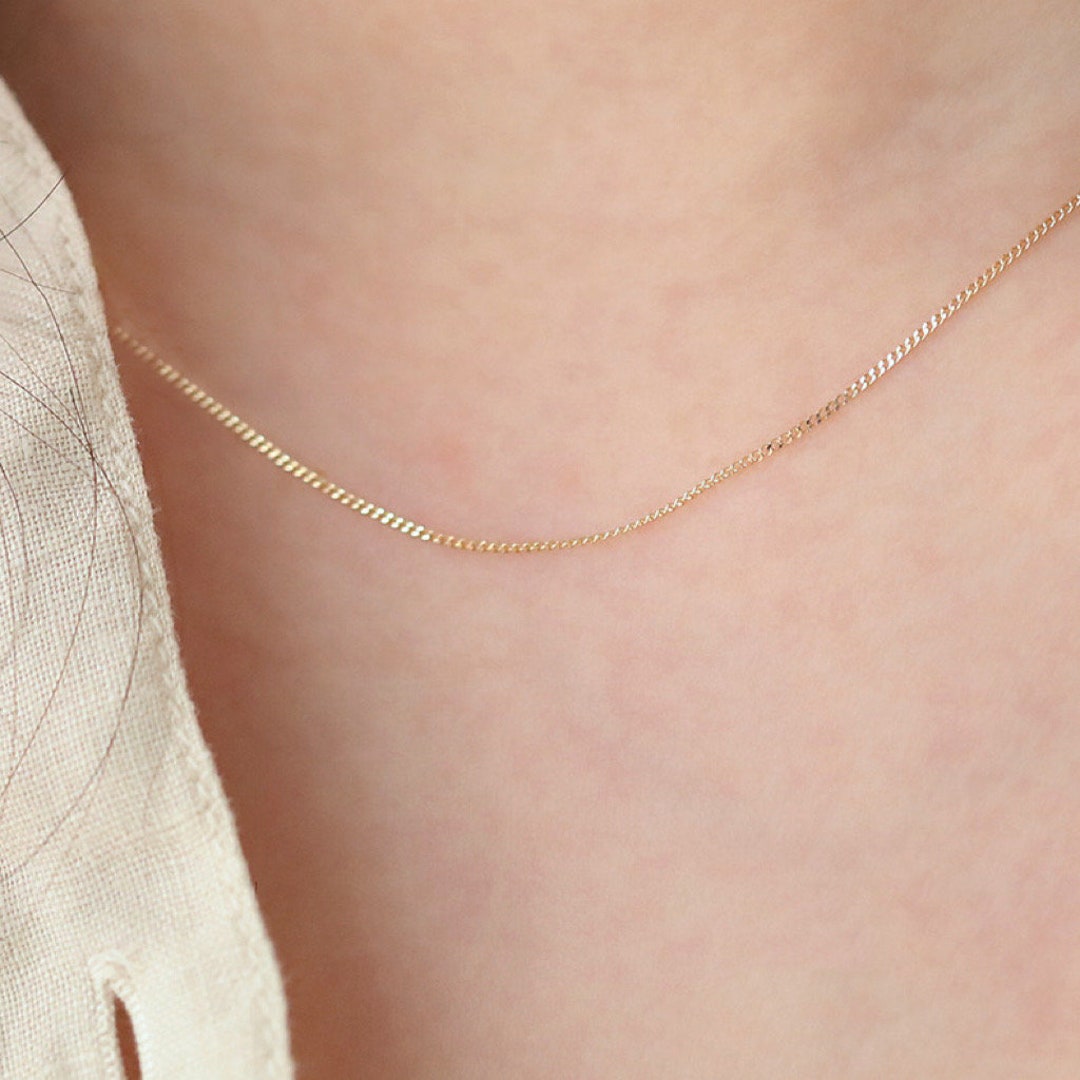 14K SOLID GOLD Dainty Thin Herringbone Chain Necklace Real - Etsy