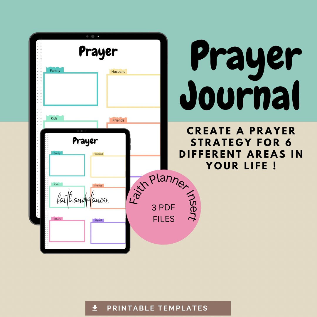 Printable Prayer Journal, Christian Faith Planner Inserts, Faith ...
