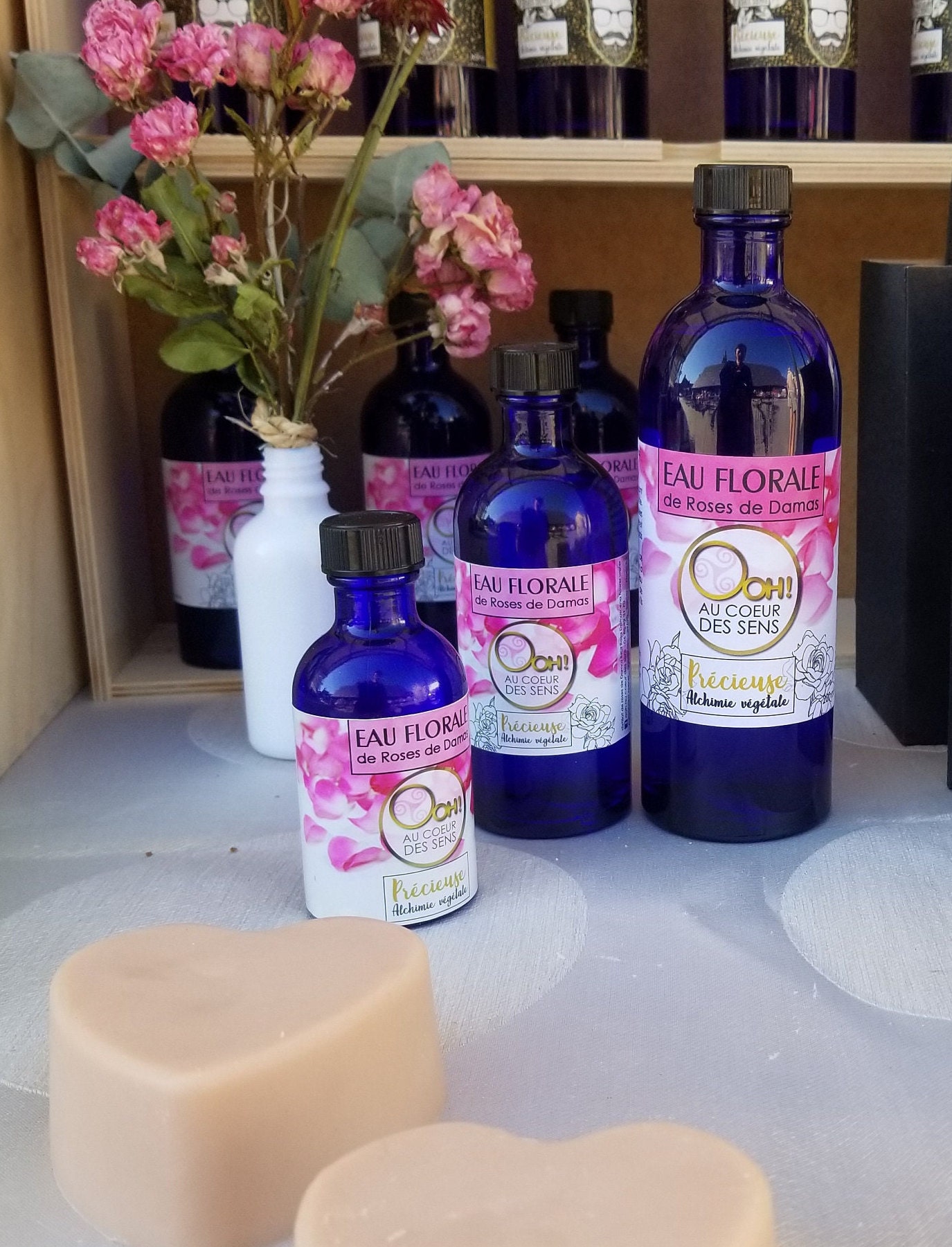 Damask Rose Floral Water 100% Hydrolat Blue Glass Bottle 200ml Spray - Etsy