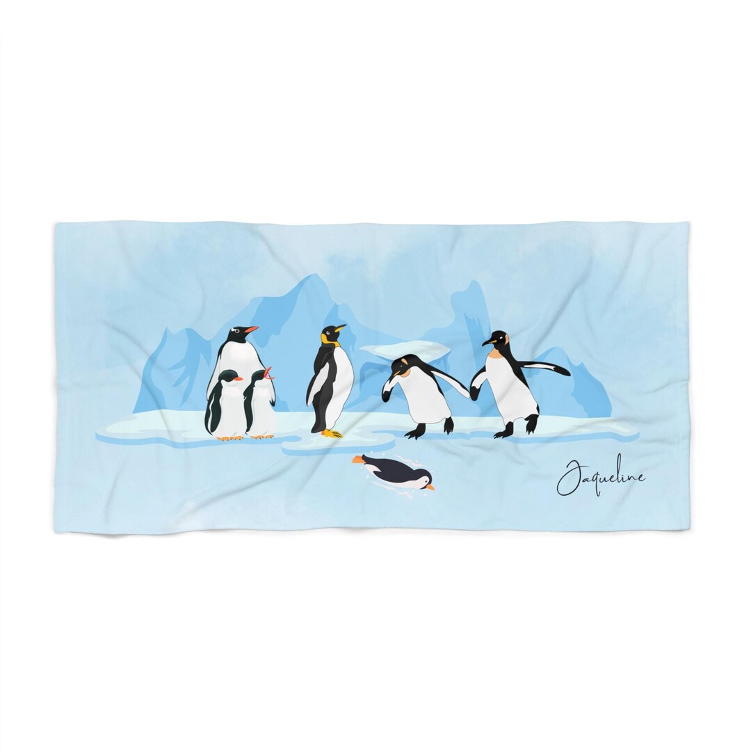 Custom Made Penguins Beach Towel, Personalized Cute Penguins Beach ...